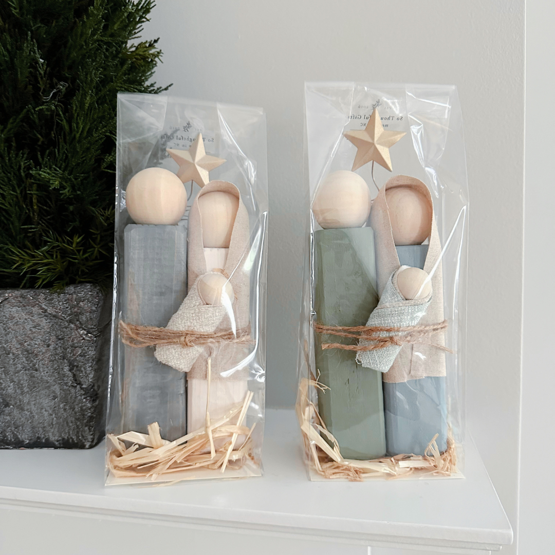 Simple Wooden Nativity Set | Hand-painted | Gift Wrapped – Pine House